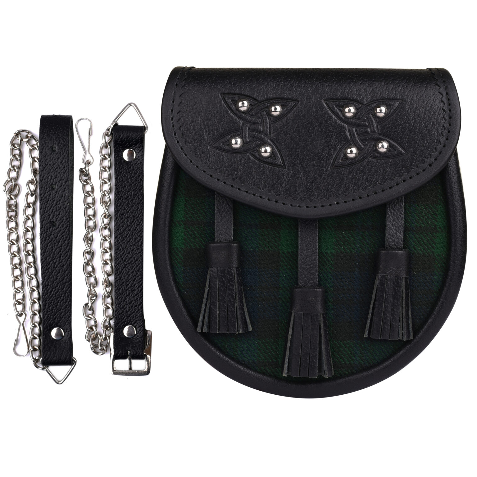 Black Leather Day Sporran for Men With Dragon Badge-Kilt Accessory for ...