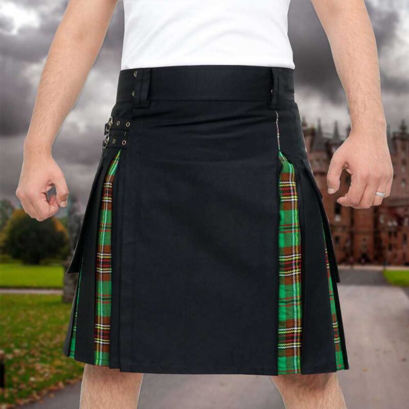 Modern Hybrid Black Cotton & Tara Murphy Tartan Utility Kilt for Men ...