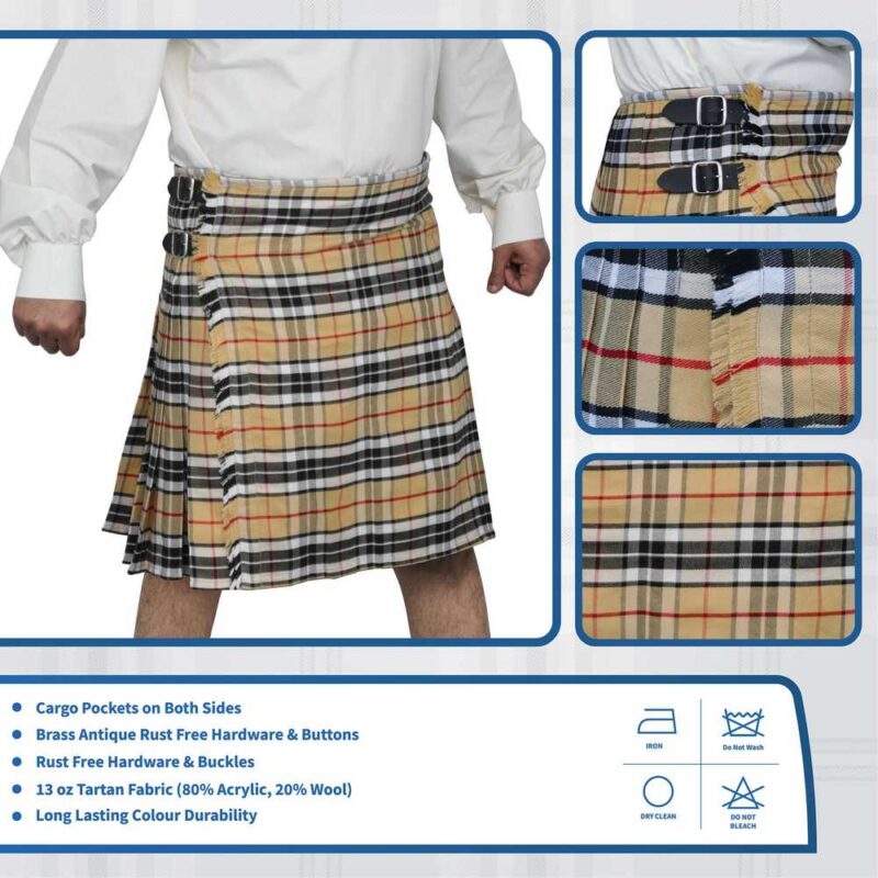 Premium Quality Scottish Traditional & 8 Yards Campbell Thompson Tartan ...